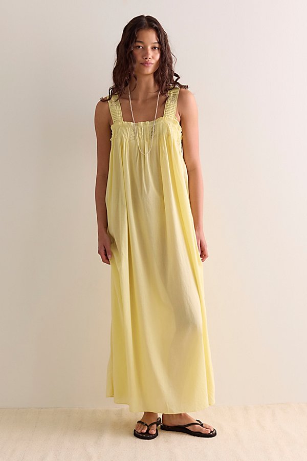 FREE PEOPLE Intimately Maxi Slip Dress with Pintuck and Embroidery Details